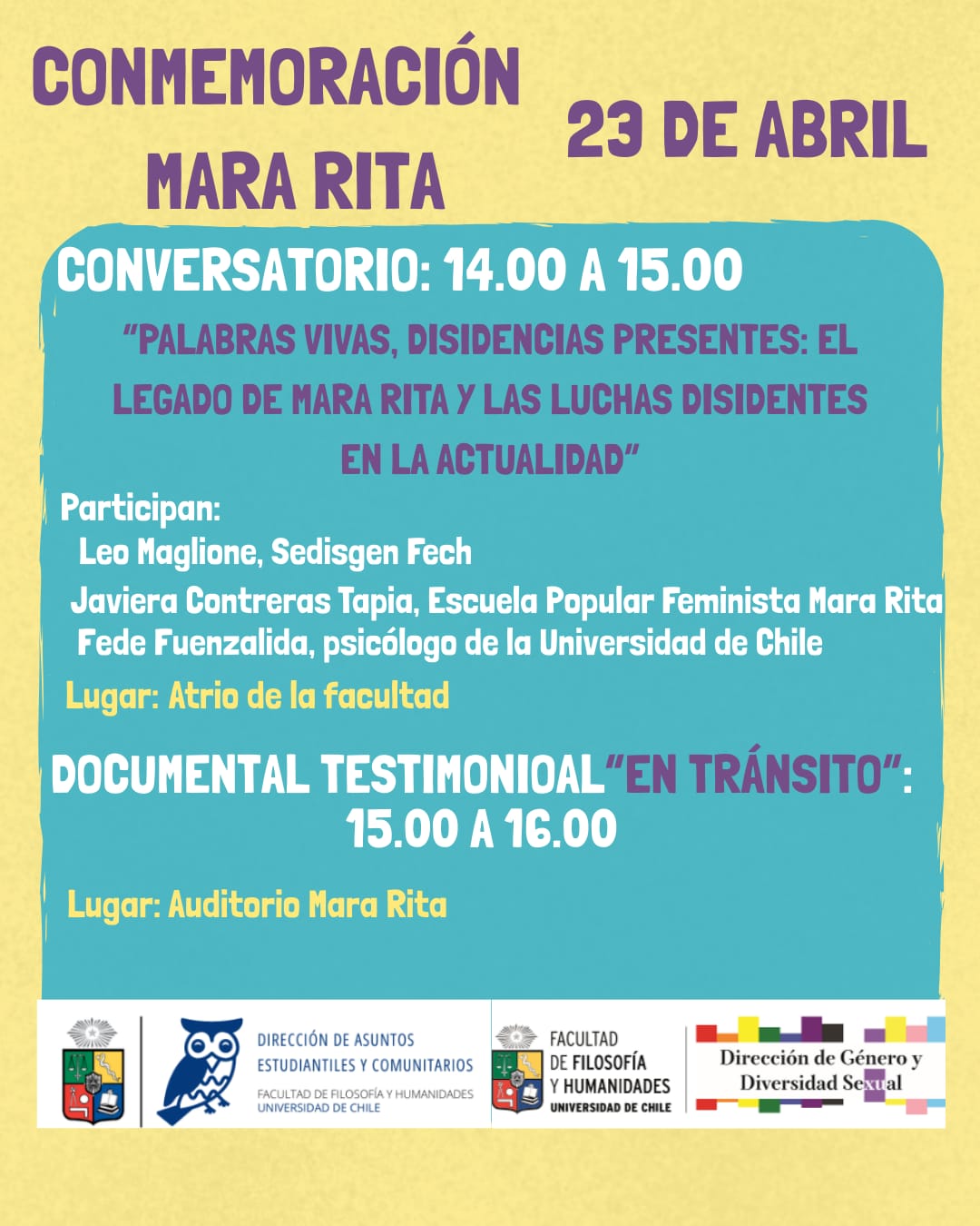 Jornada de Conmemoración de Mara Rita - Facultad de Filosofía y ...